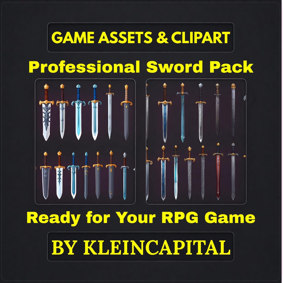 Medieval Fantasy Swords Asset Pack - 2D Game Assets, RPG Sword Clipart ...