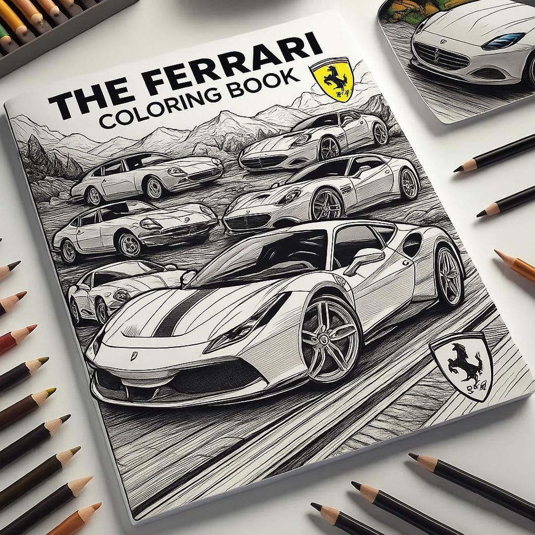 Ferrari Coloring Book: 21 Pages of Supercar Art for Car Enthusiasts - Etsy