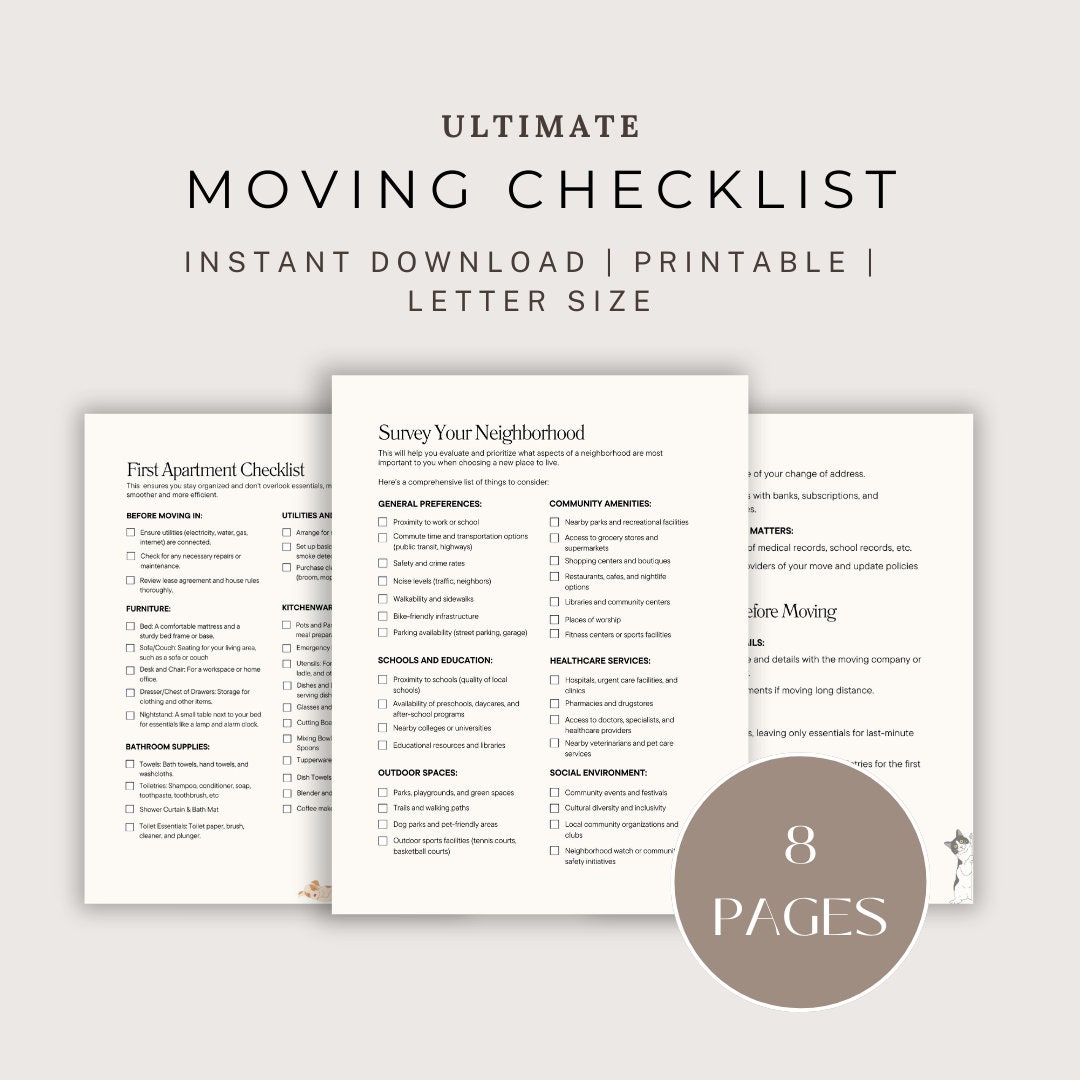 Complete Packing Checklist, Real Estate Moving Checklist, Moving ...