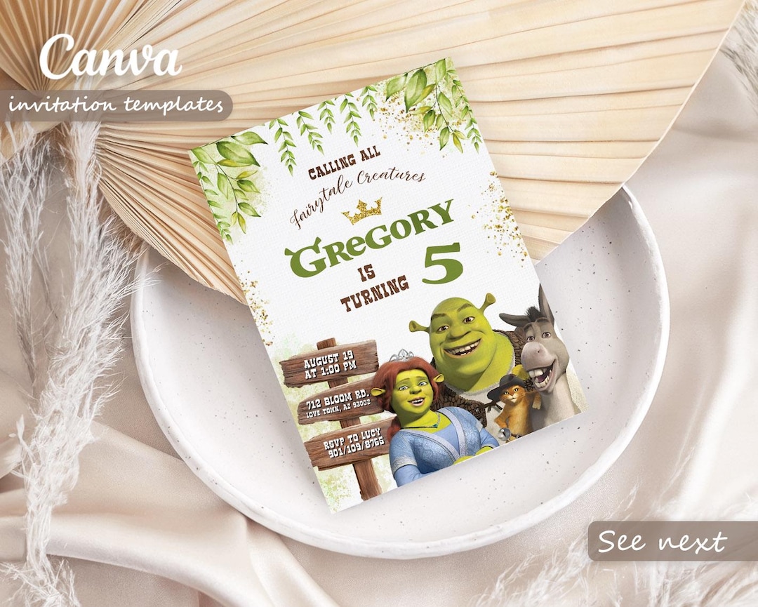 Shrek Birthday Invitation, Printable Shrek Invitation, Fiona Party ...