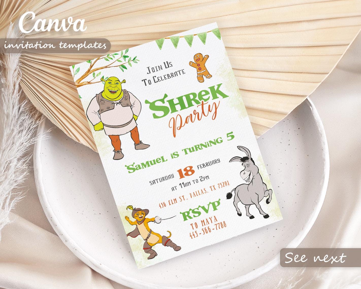 Shrek Birthday Invitation, Printable Shrek Invitation, Fiona Party ...