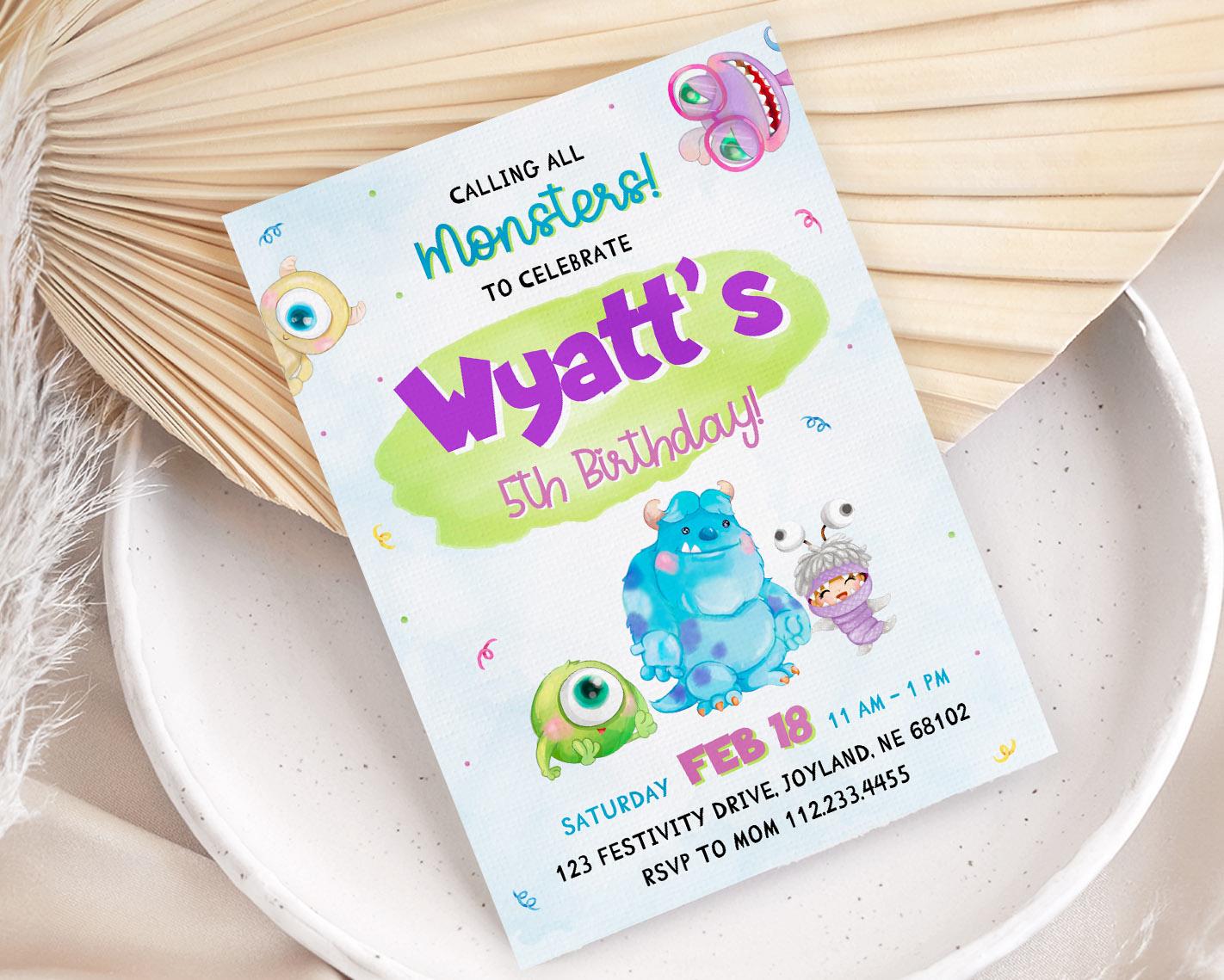 Monster Birthday Invitation, Printable Monsters University Template ...