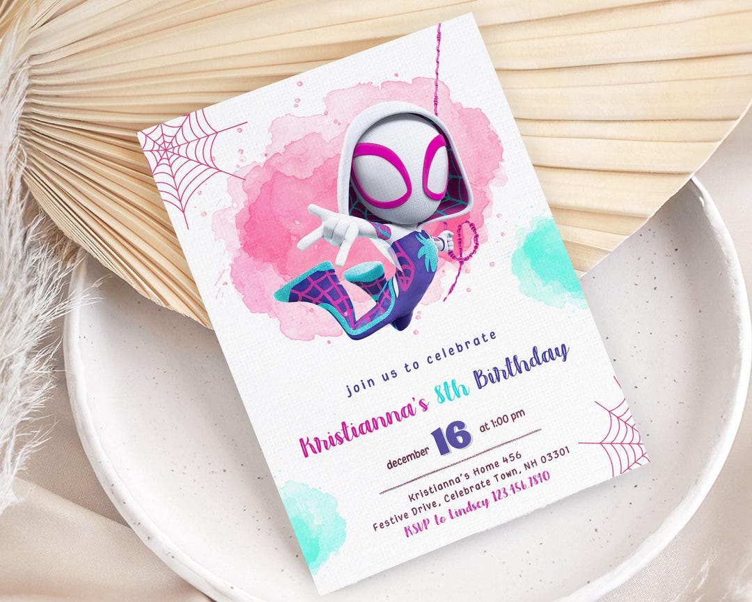 Gwen Birthday Invitation, Spider-verse Girl Birthday Invite, Editable ...