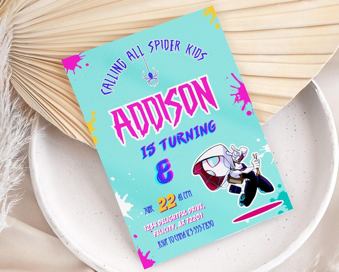 Gwen Birthday Invitation, Spider-verse Girl Birthday Invite, Editable ...