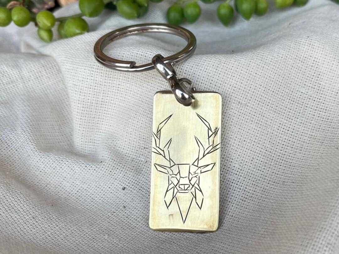 NEW Deer Design Brass Keychain, Unique Deer Keyring, Handmade Brass ...