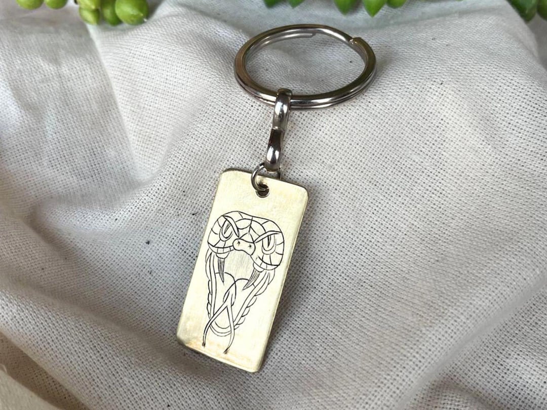 Snake Design Brass Keychain, Artisan Brass Keychain With Unique Snake ...