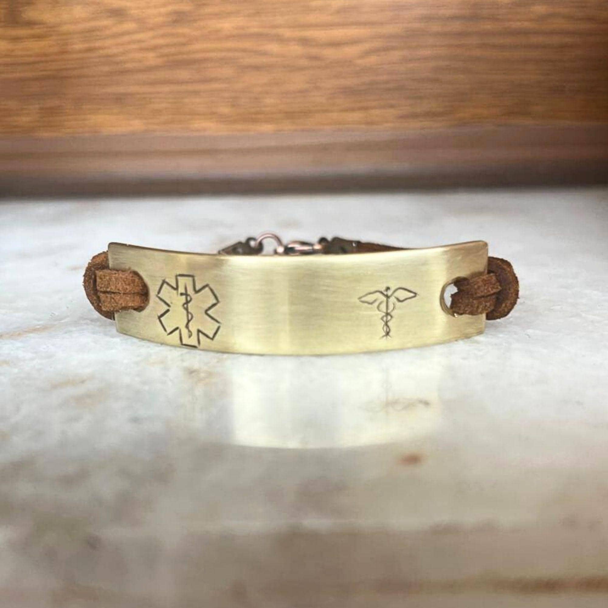 Handmade Medical ID Bracelet: Engraved Brass or Silver Plated - Etsy