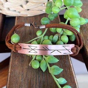 Skadi Viking Symbol Bracelet, Copper Bracelets With Skadi Symbol, Suede ...