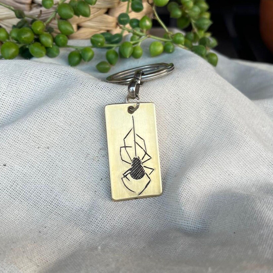 Spider Design Brass Keychain,artisan Spider Keychain in Brass,brass ...