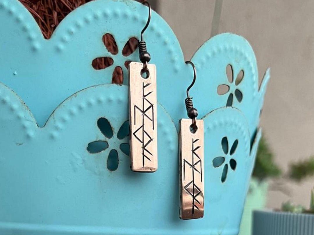 Freya Viking Symbol Copper Earrings, Norse Mythology Jewelry, Healing ...