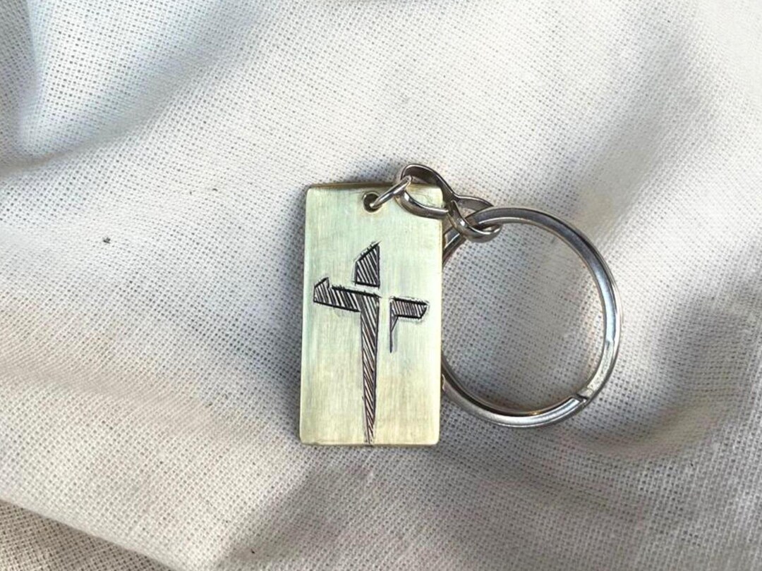 Handcrafted Cross Design Keychain, Elegant Brass Keyring, Ideal Gift ...
