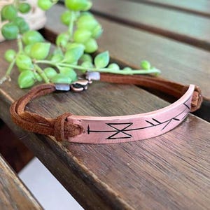 Skadi Viking Symbol Bracelet, Copper Bracelets With Skadi Symbol, Suede ...