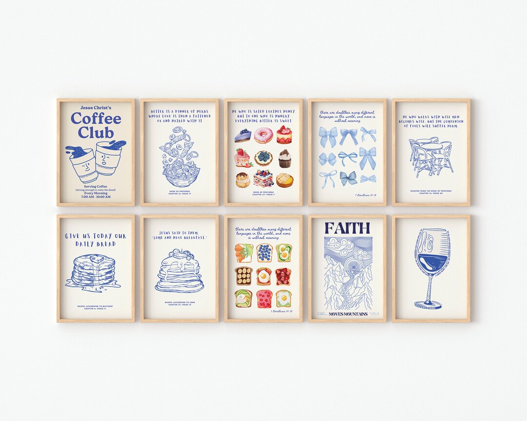 Retro Boho Christian Wall Art Bundle, Bible Verse Wall Art, Set of 10 ...