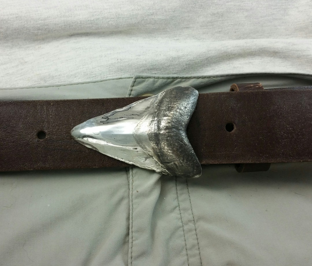 Hebilla de cinturón de 1,5 pulgadas con dientes de tiburón en plata de ...