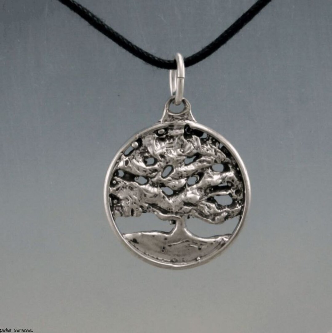 Round Live Oak Pendant in Sterling Silver Forest Life Tree of Life ...