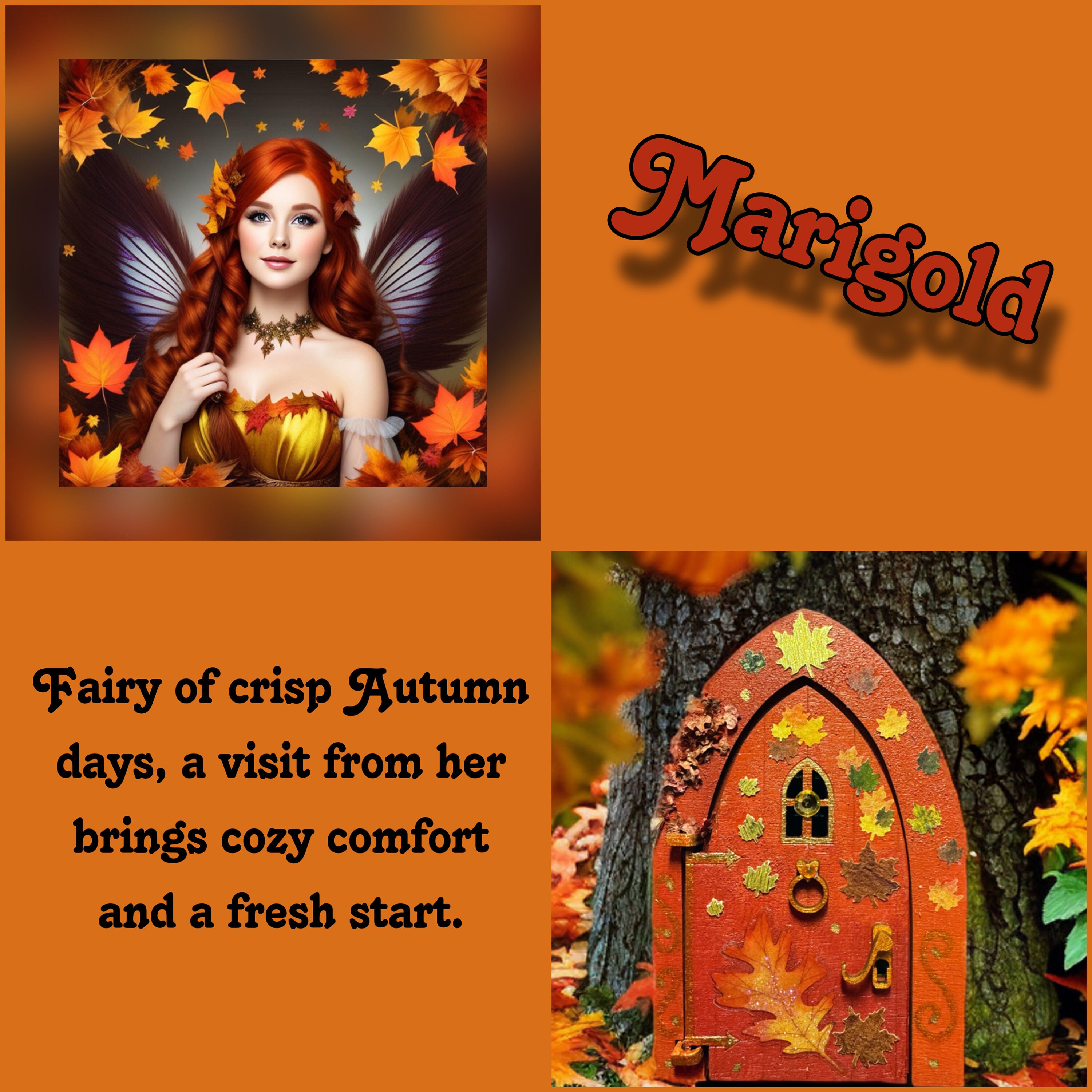 Enchanted Fairy Door, MARIGOLD; Fairy of Autumn, Fae of Fall; Fairies ...