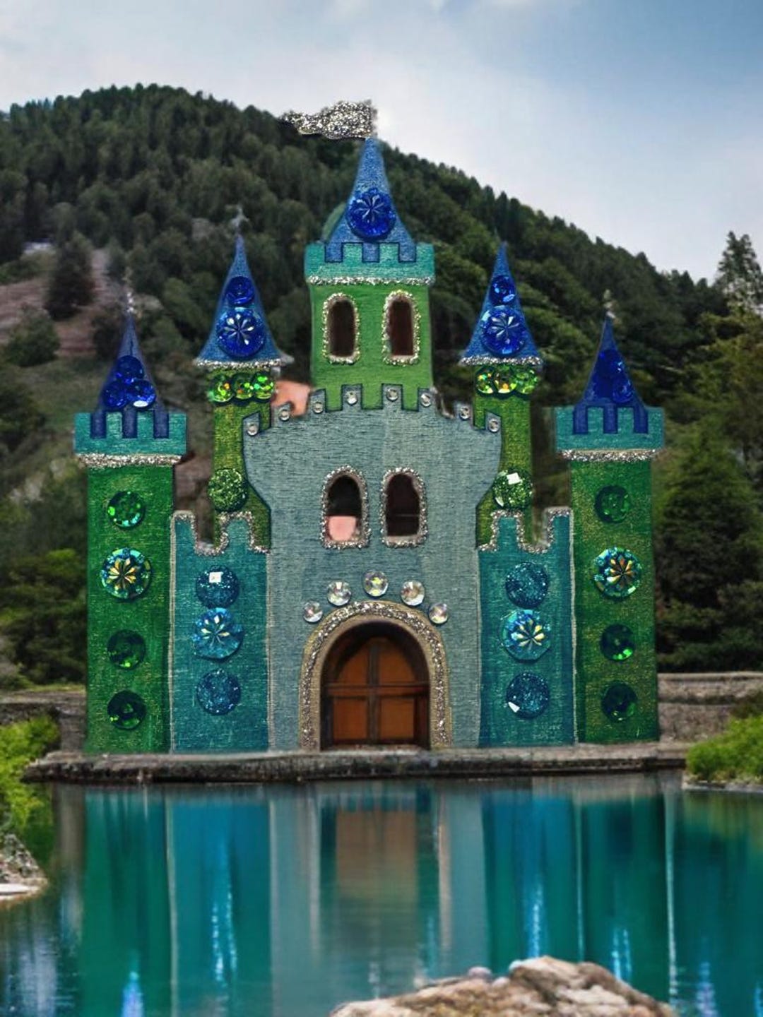 Fairy Castle Magnet; Fae Princess Luna Wooden Castle Magnet; Blues and ...