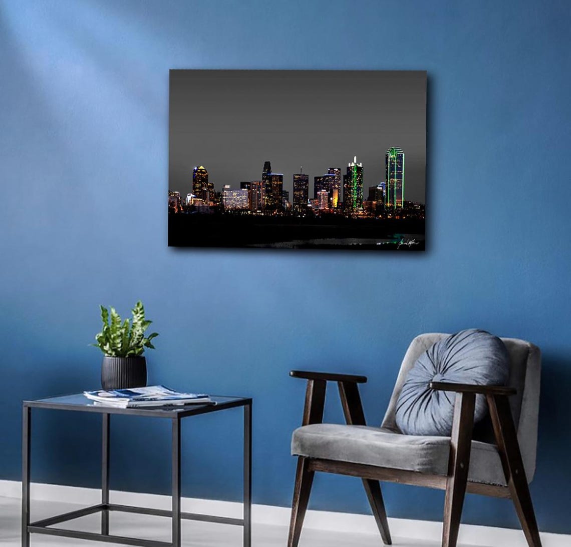 Dallas Skyline With Gray Sky - Etsy