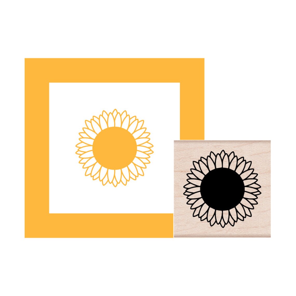 Sunflower Rubber Stamp - Etsy