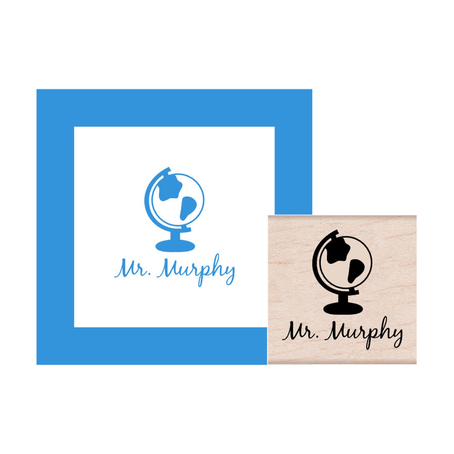 Teacher Globe Personalized Rubber Stamp - Etsy