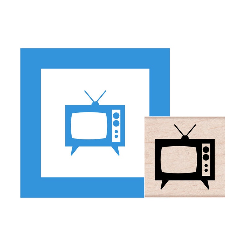 Retro Television Rubber Stamp - Etsy