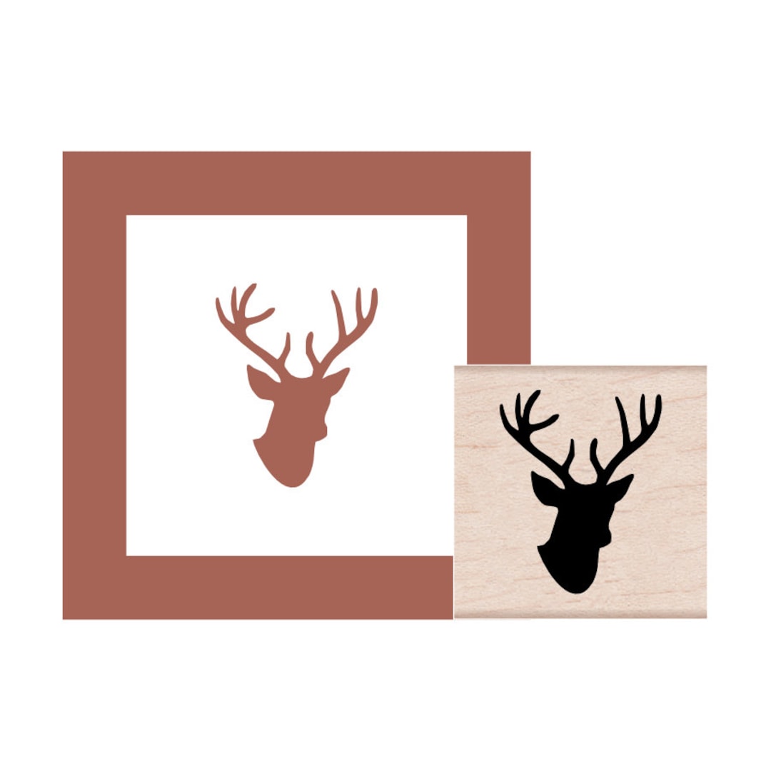 Woodland Deer Head Rubber Stamp - Etsy