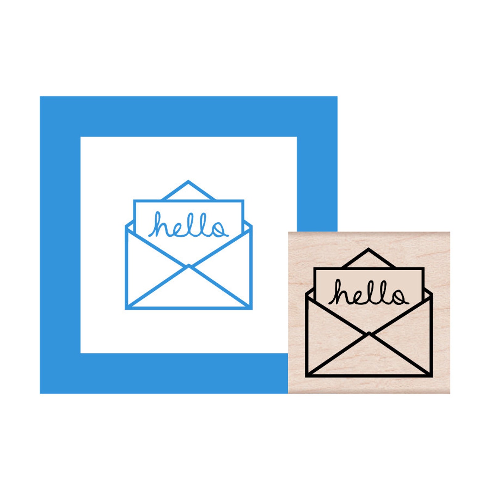 Envelope Hello Rubber Stamp - Etsy