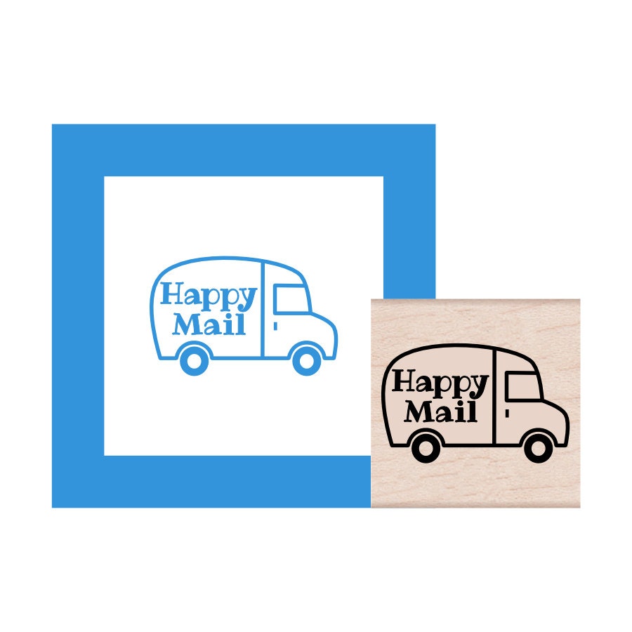 Happy Mail Truck Rubber Stamp | Etsy
