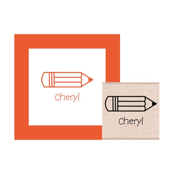 School Pencil Personalized Rubber Stamp - Etsy