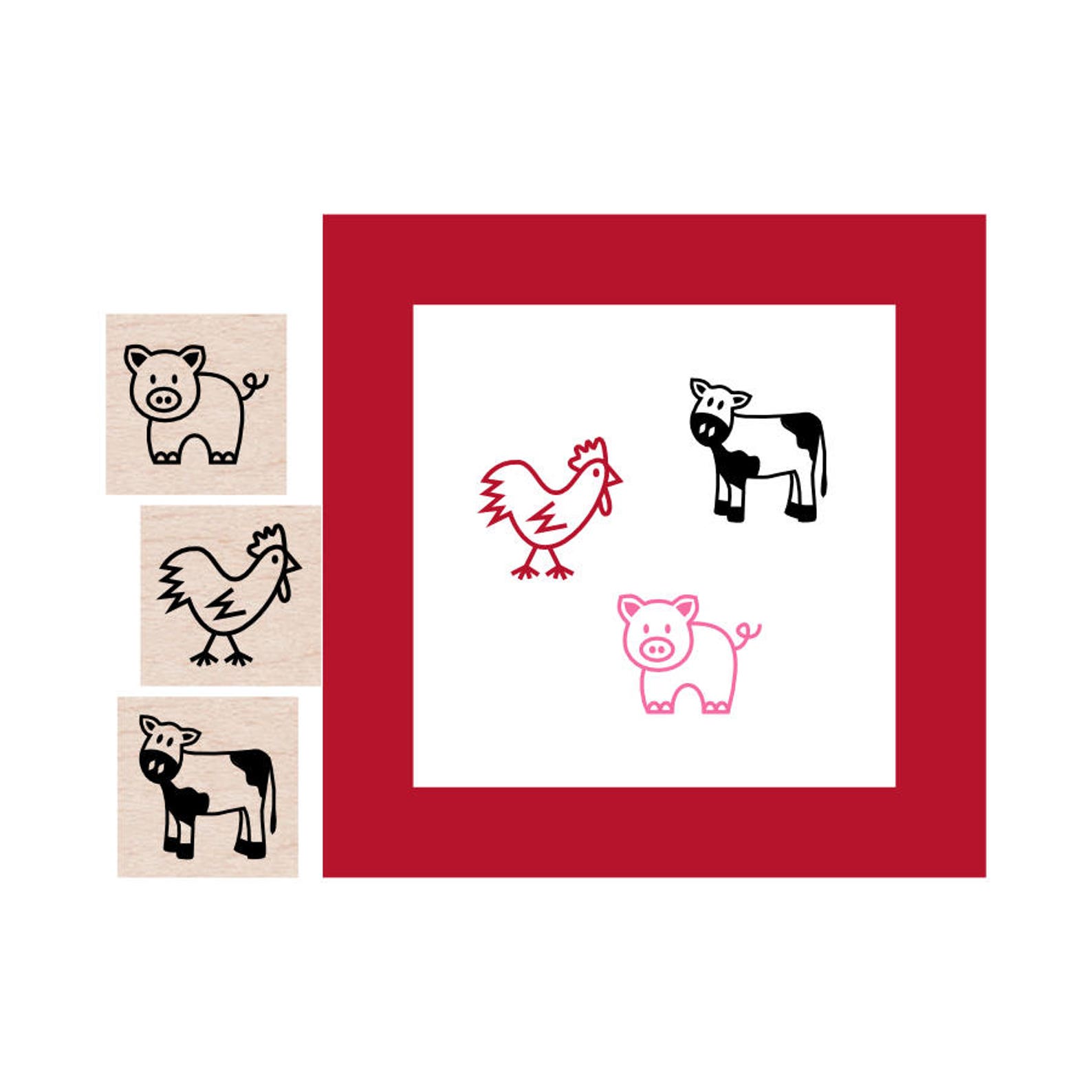 Mini Farm Animals Rubber Stamp Set - Etsy