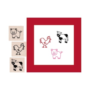 Mini Farm Animals Rubber Stamp Set - Etsy