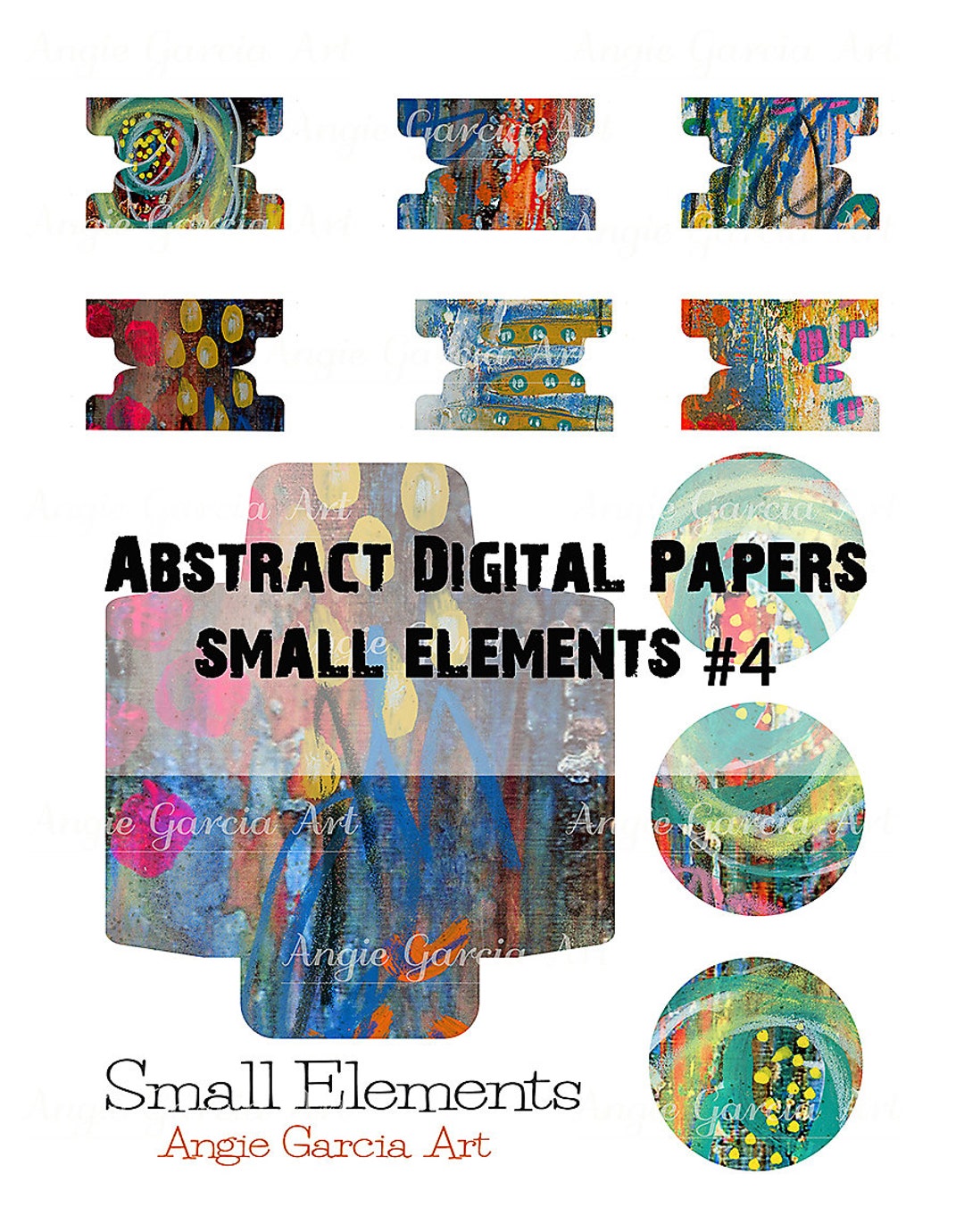 Abstract Digital Papers Small Elements Kit #4 - Etsy