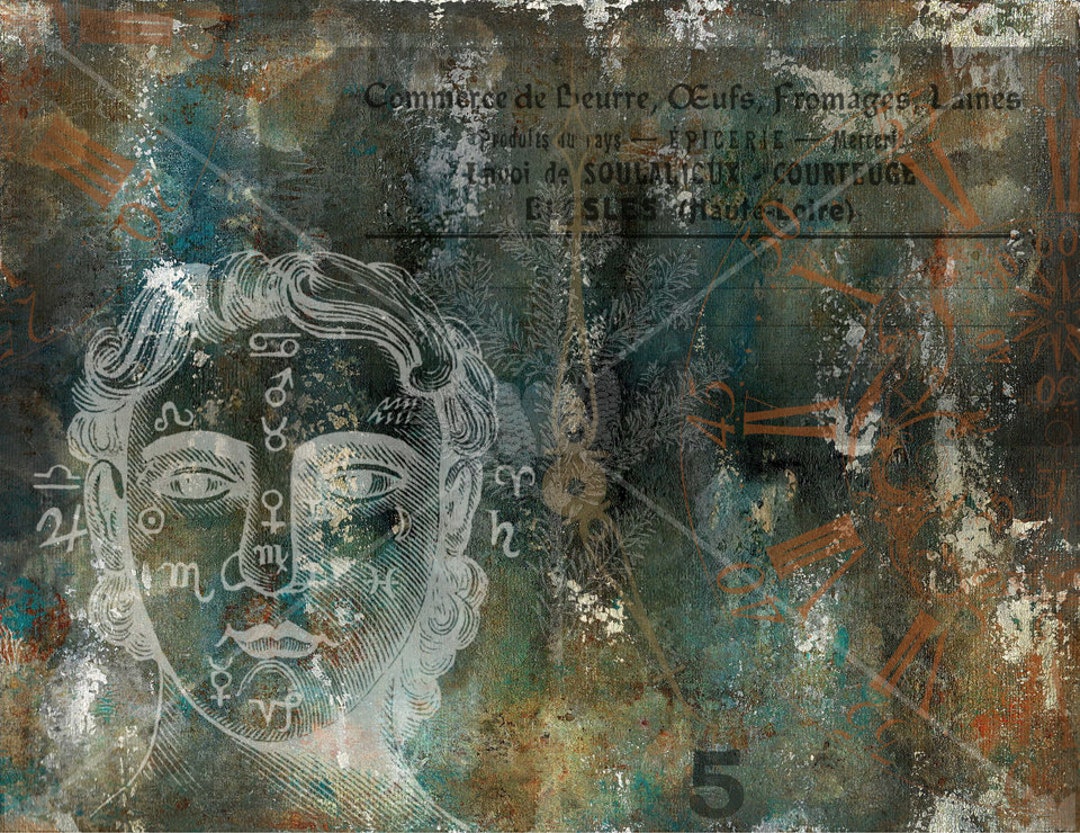 Hand-painted Mixed Media Digital Collage Paper #2 - Etsy