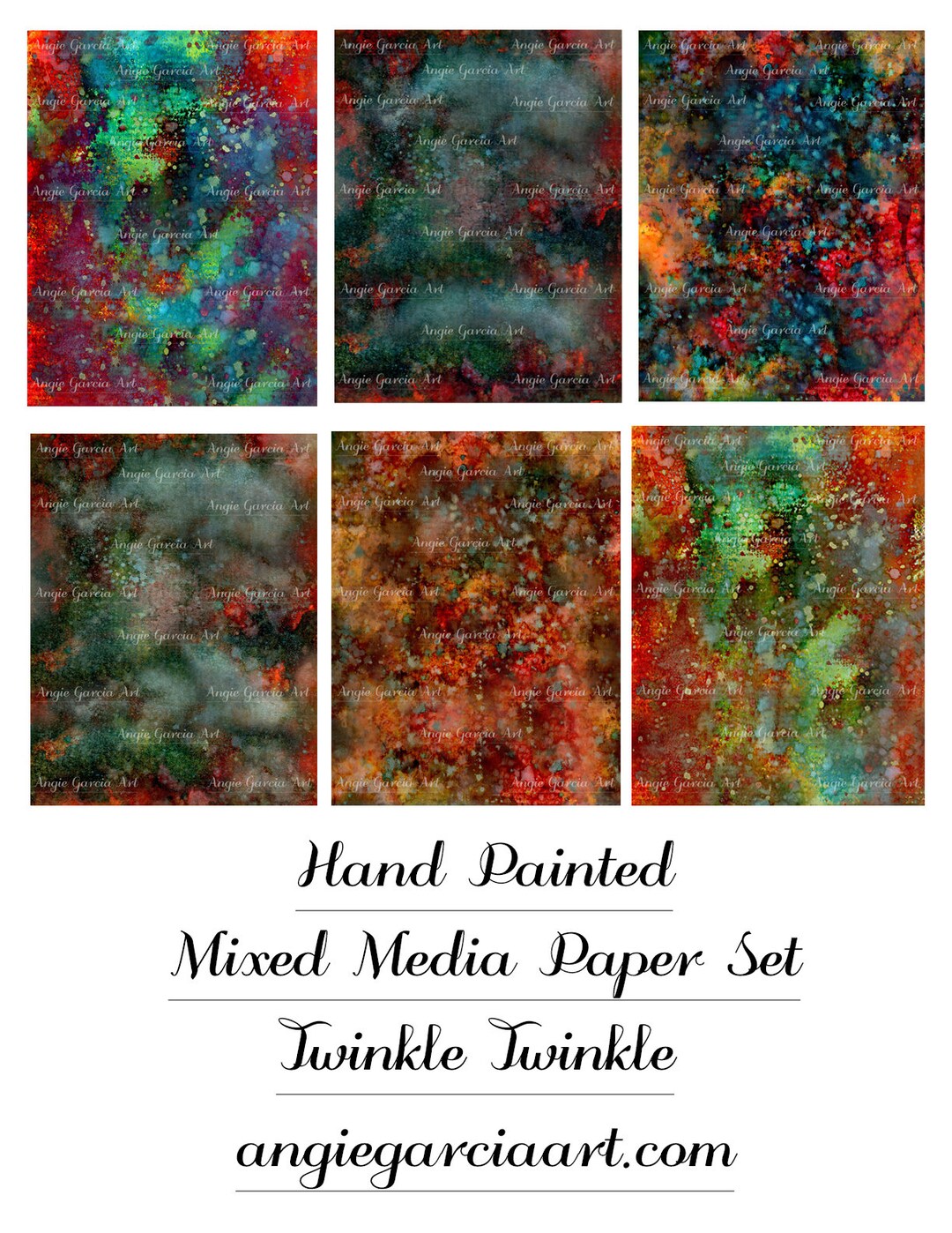 Hand-painted Mixed Media Digital Paper Pack #8 - Twinkle Twinkle - Etsy