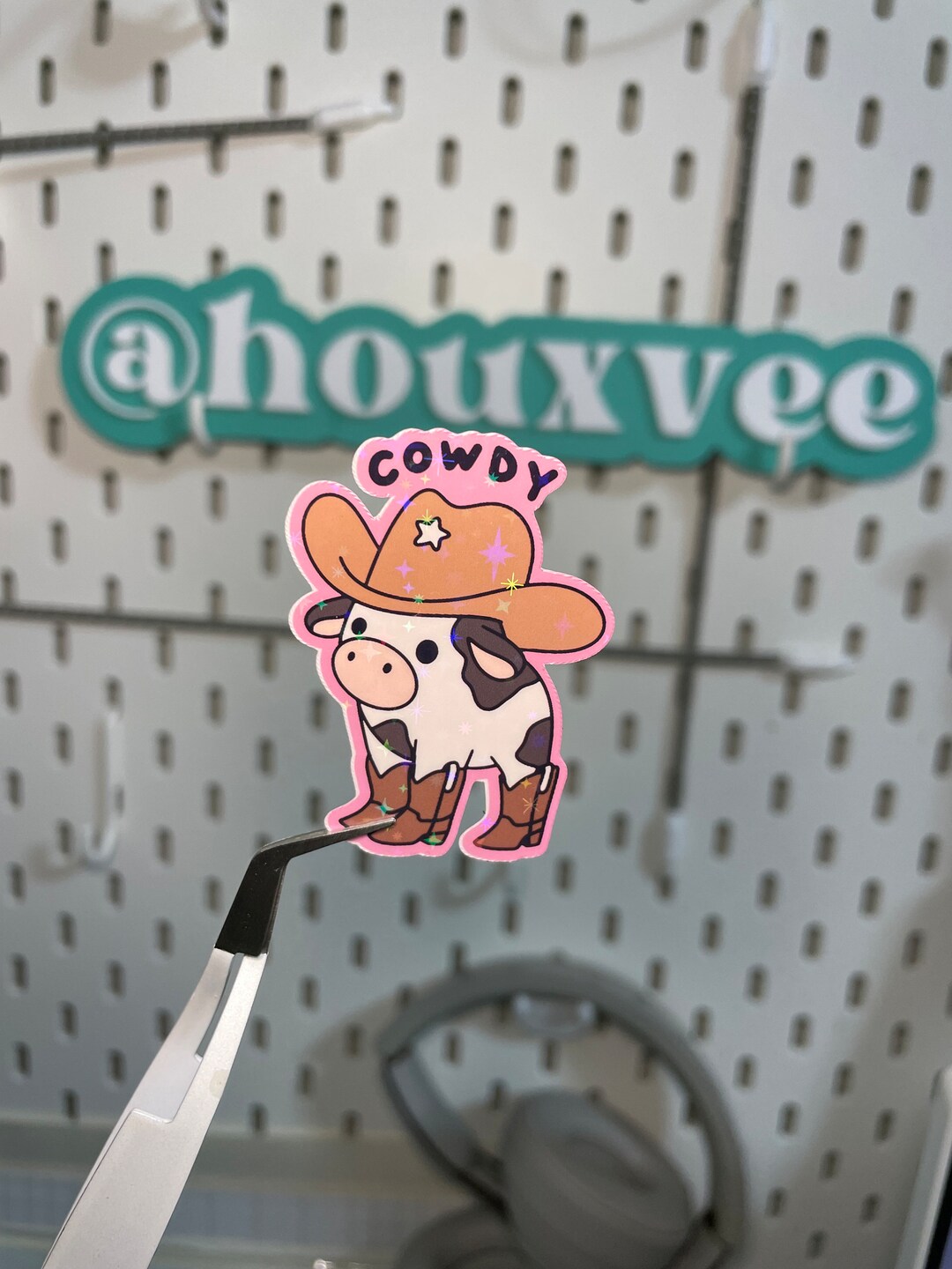 Holographic Cowdy Cow Sticker. - Etsy
