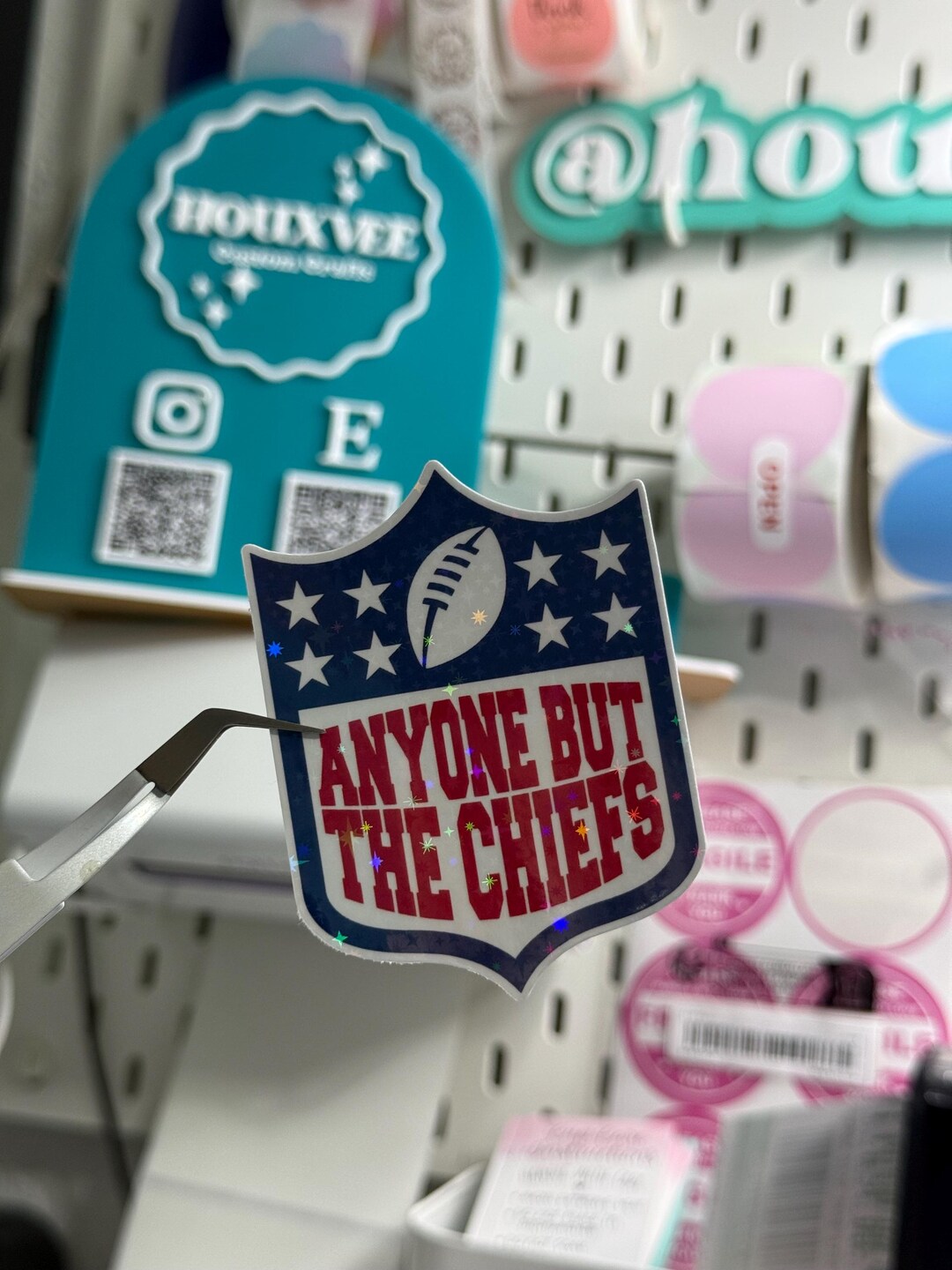 Holographic Sticker: "anyone but the Chiefs" - Etsy