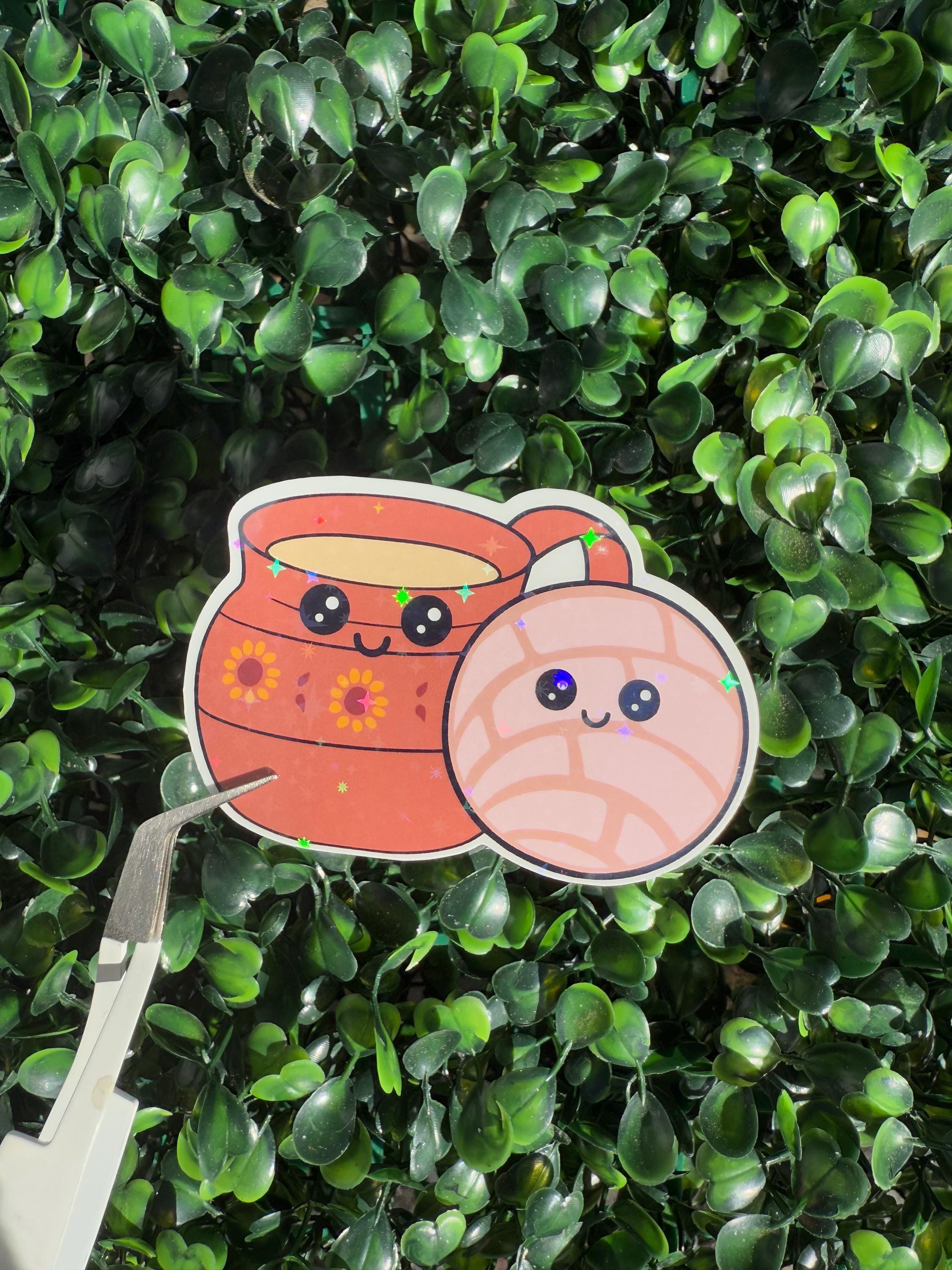 Holographic Sticker - Mexican-inspired Coffee & Concha Sweet Bread - Etsy