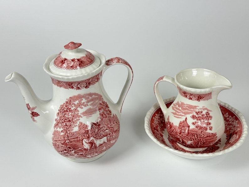 Adams English Scenic by Wedgwood Teapot/milk Jug/bowl English Ironstone ...