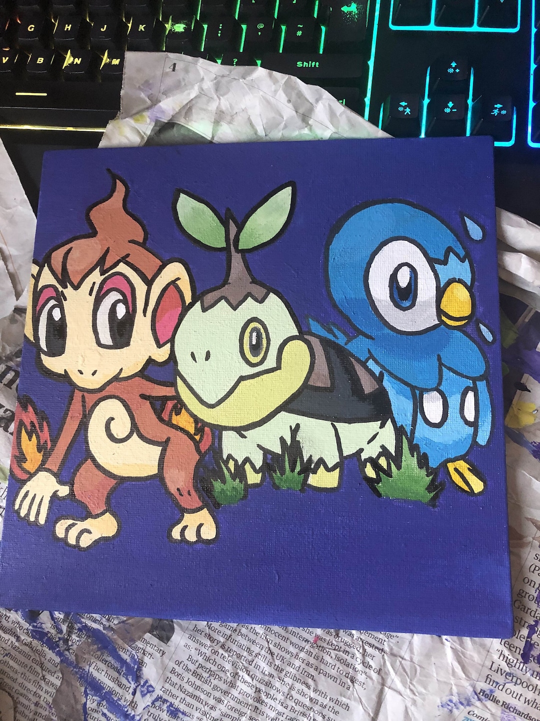 Custom Pokémon Starters From Any Generation Painting 20cm X 20cm Canvas ...