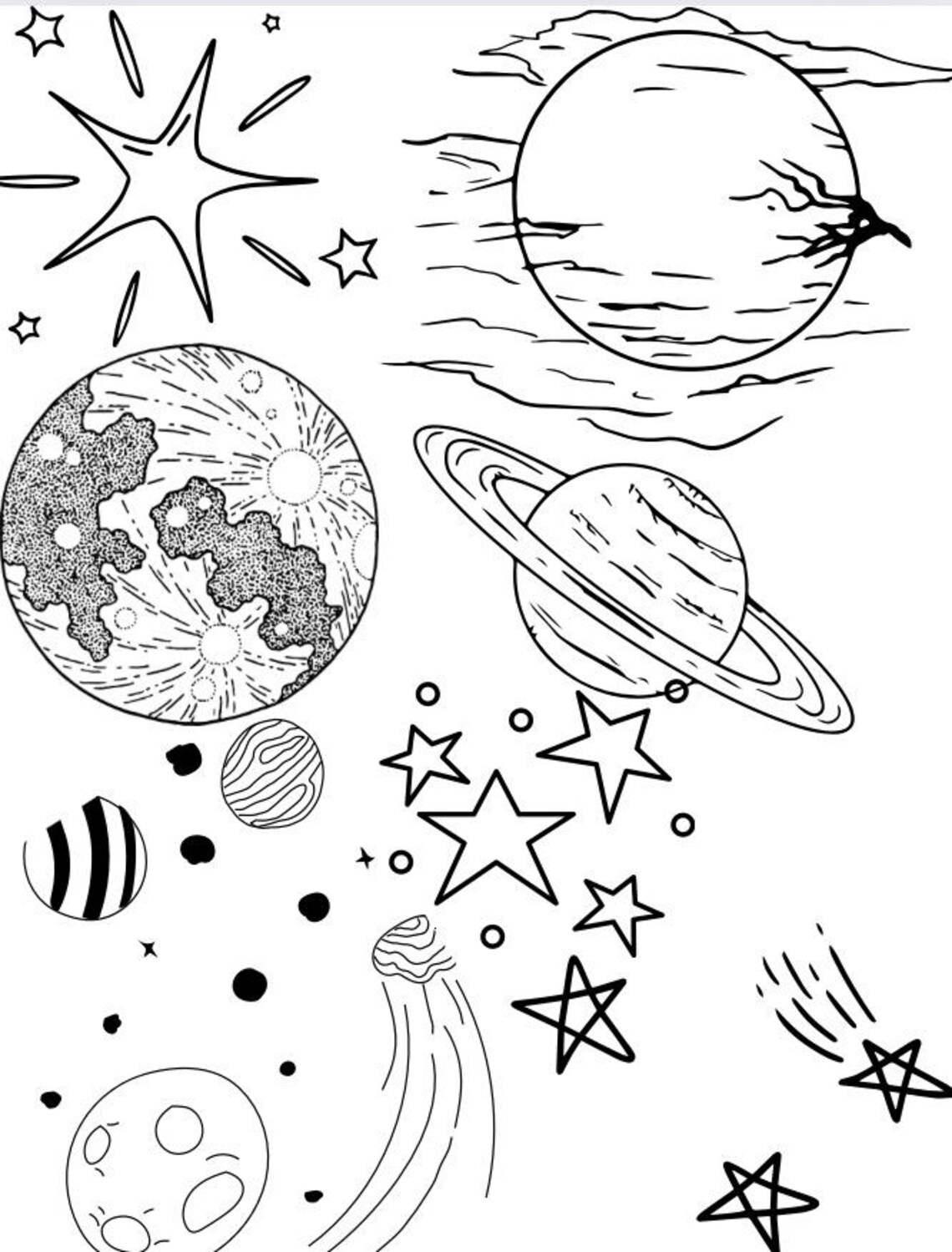 Outer Space Themed Printable Coloring Pages Set of 3 Coloring Pages ...