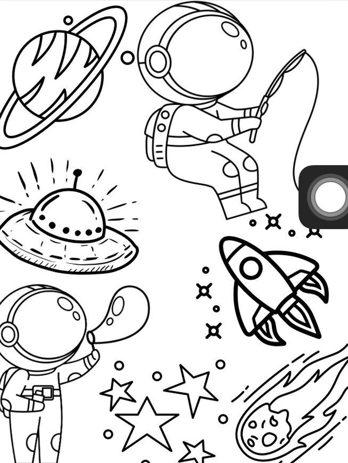 Outer Space Themed Printable Coloring Pages Set of 3 Coloring Pages ...