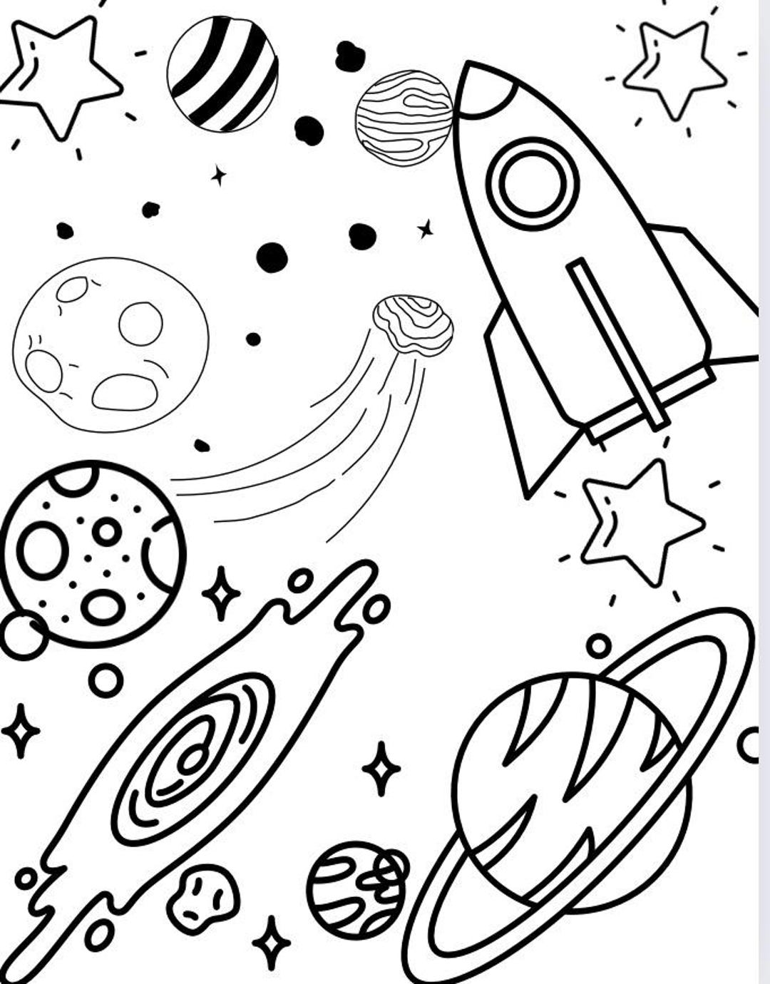 Outer Space Themed Printable Coloring Pages Set of 3 Coloring Pages ...