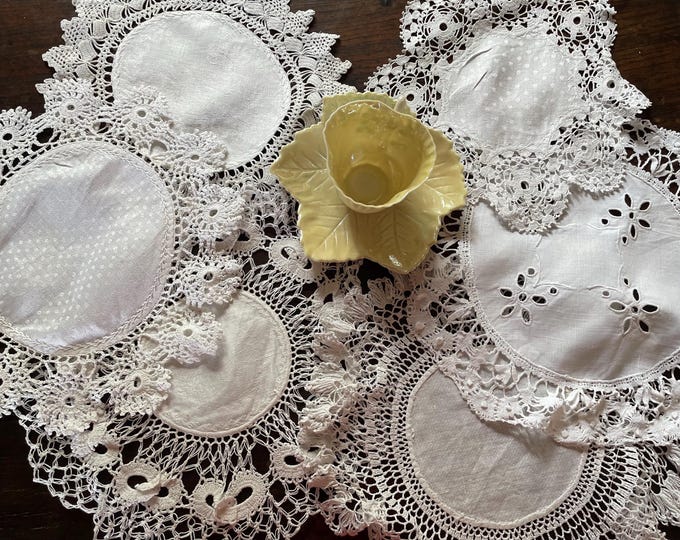 Six Vintage Lace Edged Doilies - Etsy