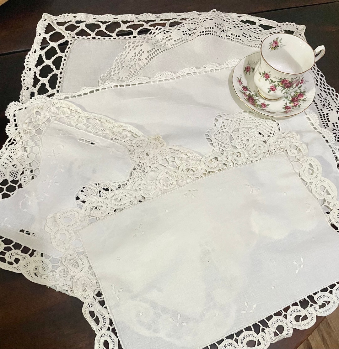 Five Vintage Lace Edged Mats - Etsy