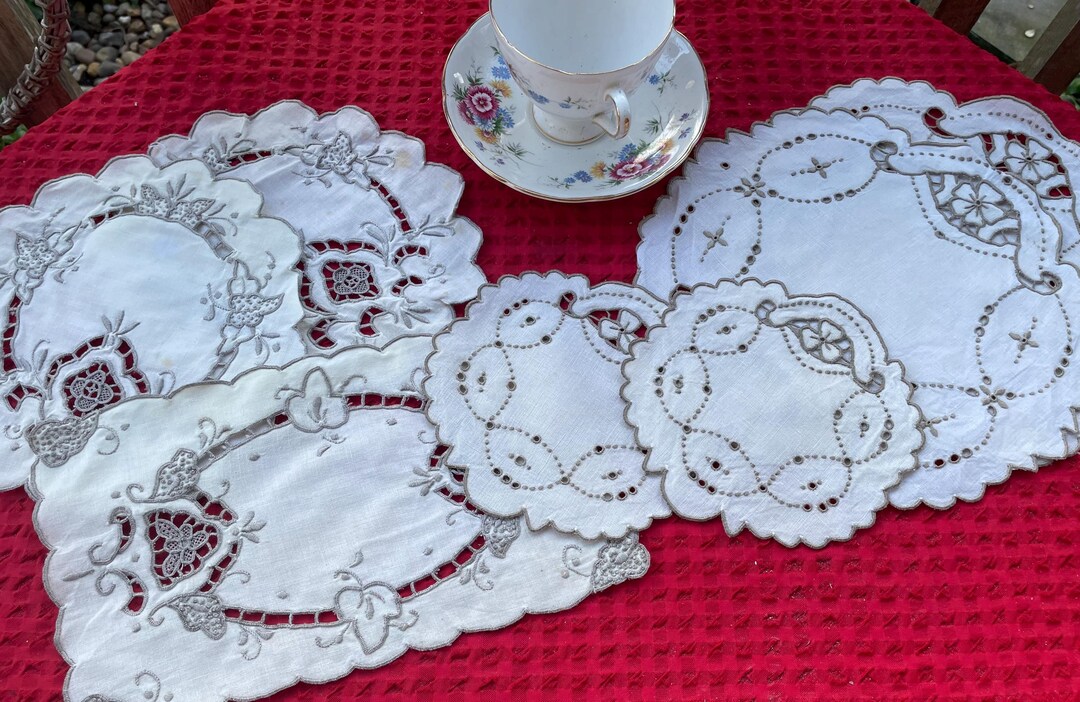 Two Embroidered Doily Sets - Etsy