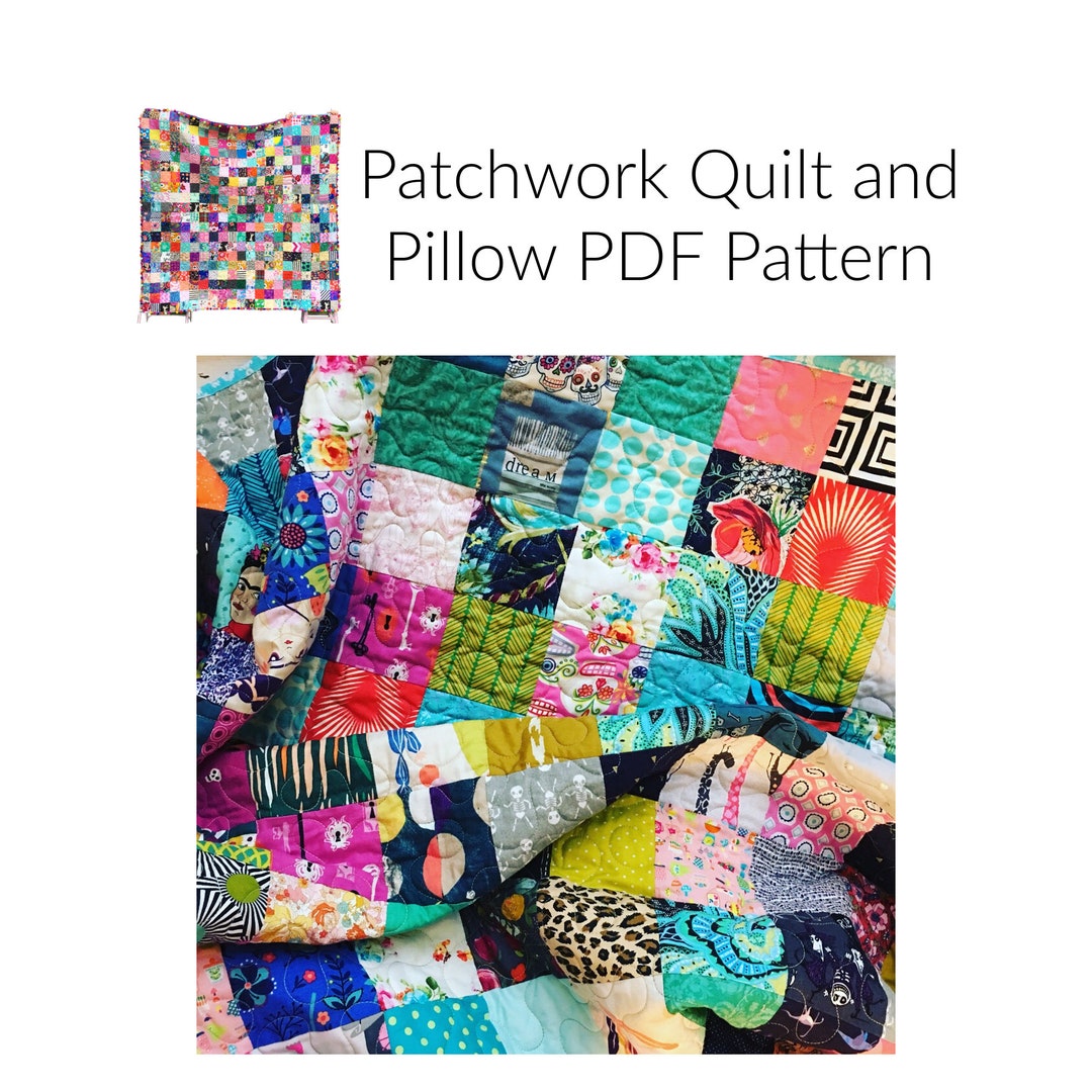 Patchwork Quilt & Pillow PDF Pattern - Etsy