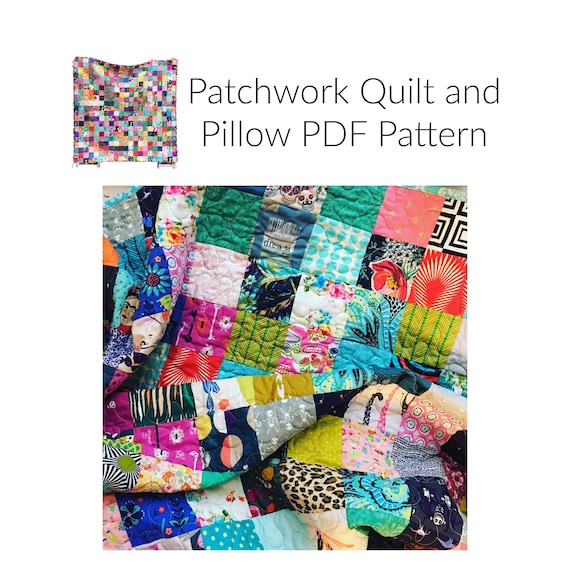 Patchwork Quilt & Pillow PDF Pattern - Etsy