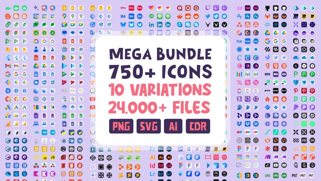 750+ Icons Mega Bundle Vector Editable: PNG, SVG, Adobe Illustrator ...