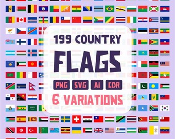 199 Country Flags - Etsy