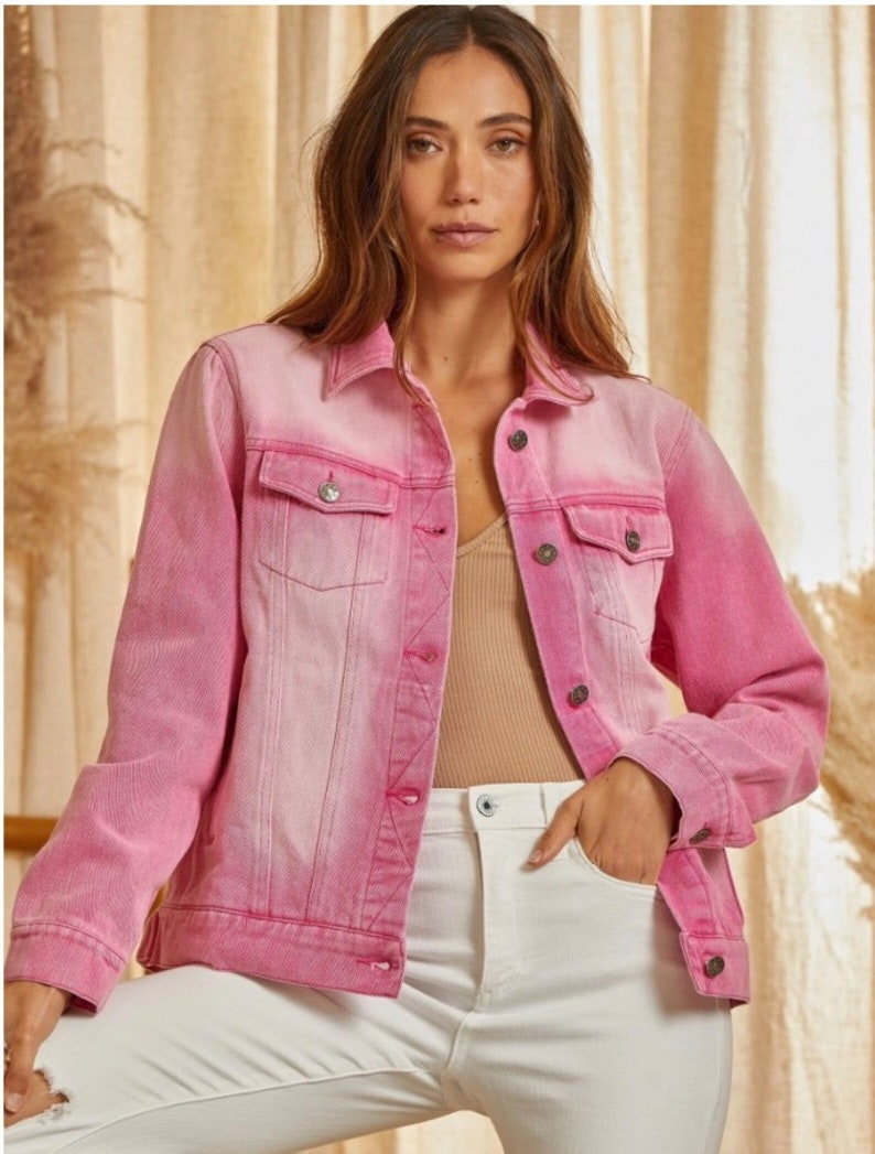 In Full Bloom Western Denim Embroidery Jacket in Pink - Etsy